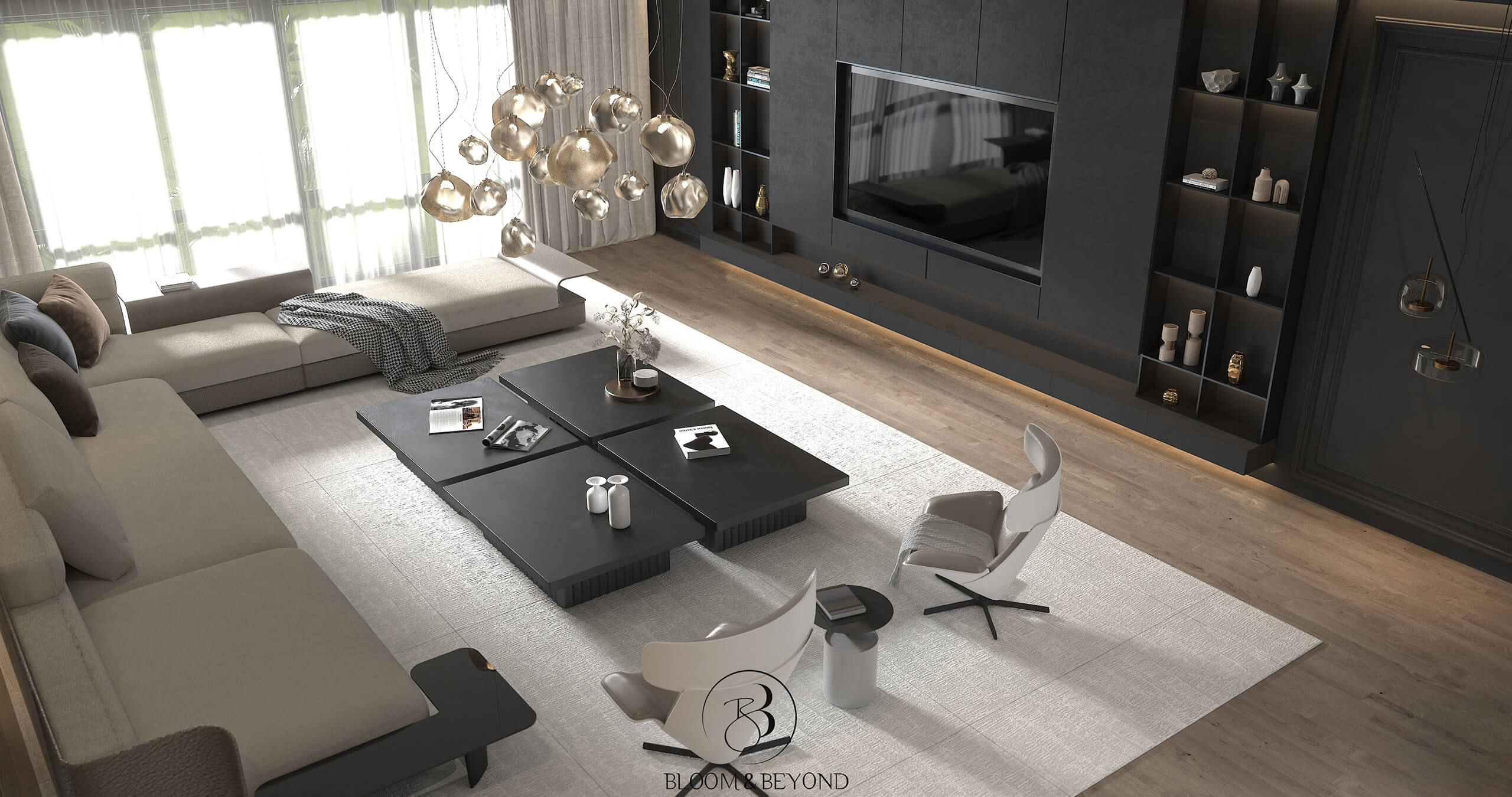 Twilight Elegance: A Duet of Luxurious Spaces - Bloom and Beyond
